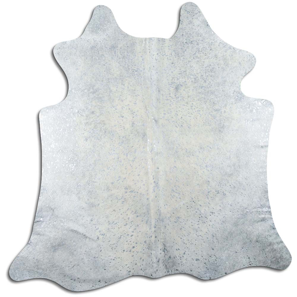 Hair-On Cowhide Rug Silver Metallic On White — Tandy Leather, Inc.