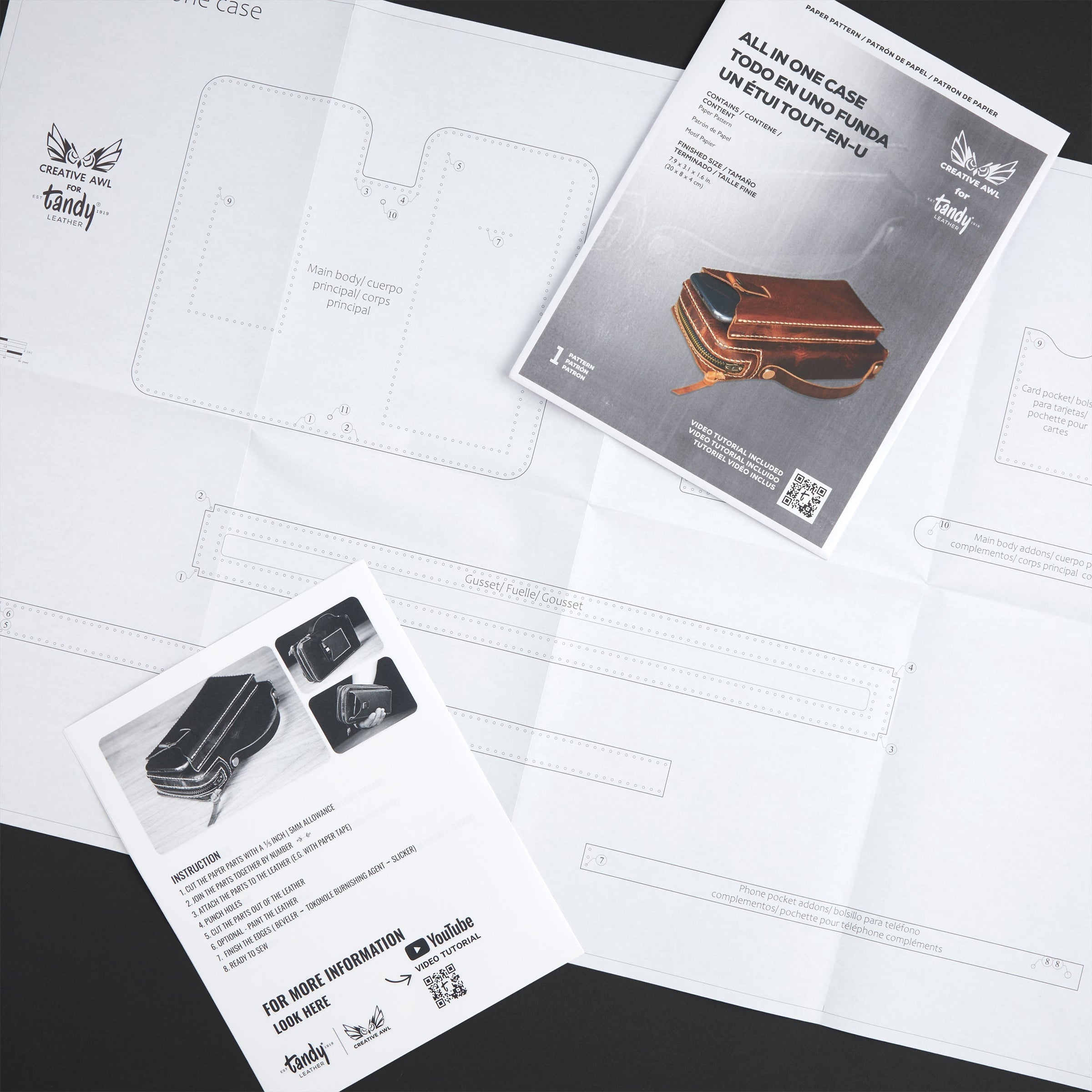 Creative Awl All-in-One Case Paper Pattern | Tandy Leather — Tandy ...