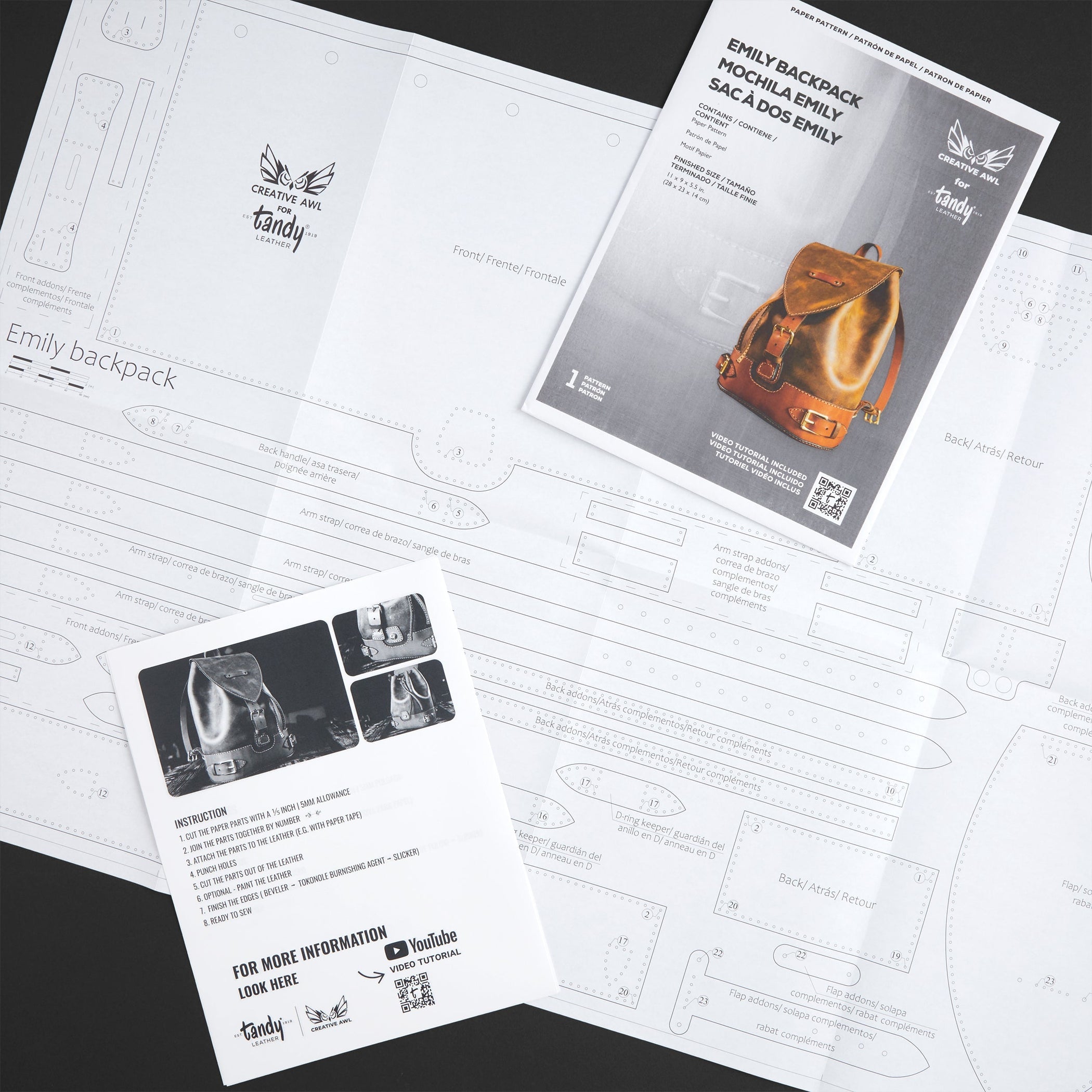 Creative Awl Emily Backpack Paper Pattern — Tandy Leather, Inc.